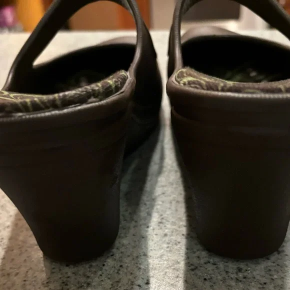 CROCS | Shoes | Crocs Frances Mary Janes Brown Wedge Slip On Clog ...
